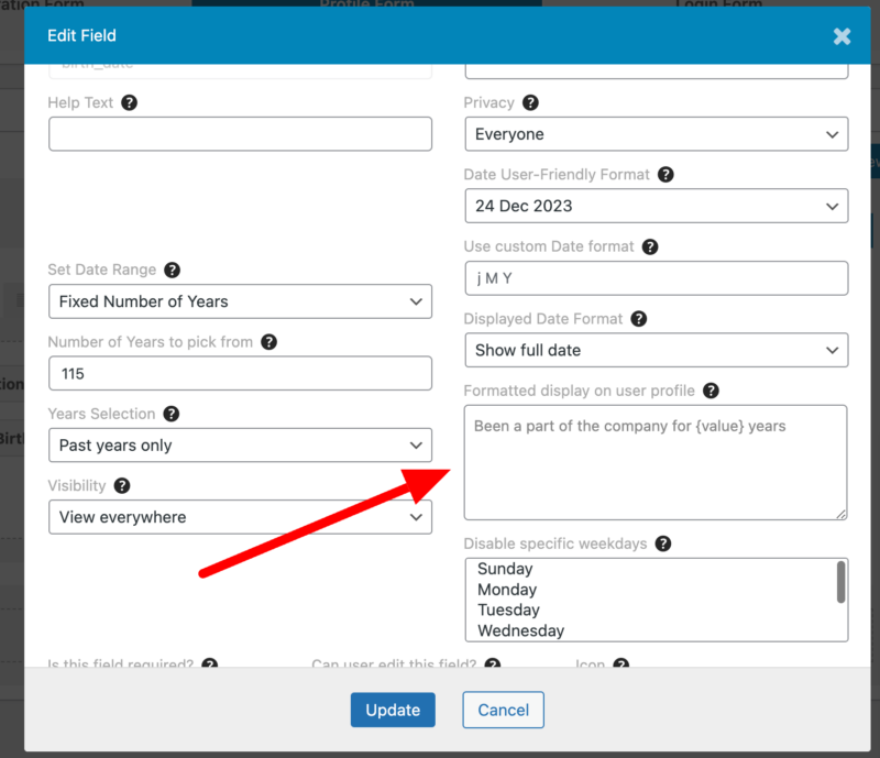 Adding Custom Phrases to Ultimate Member Date fields - SuitePlugins